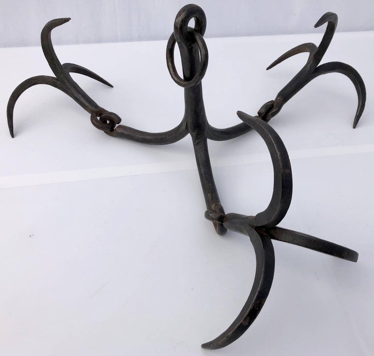 Louis XIV French Black Hand Wrought Iron Well Bucket Catcher/Pot Rack ...