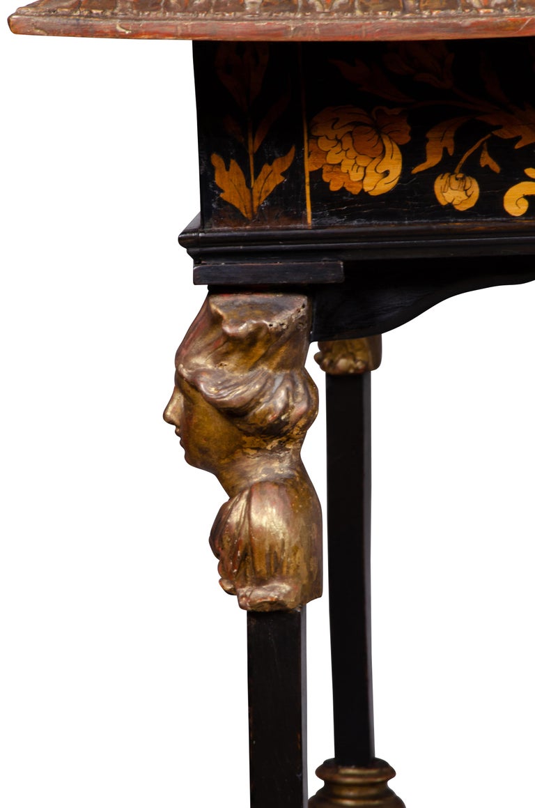 Louis XIV Marquetry and Ebonized Writing / Center Table For Sale at 1stDibs