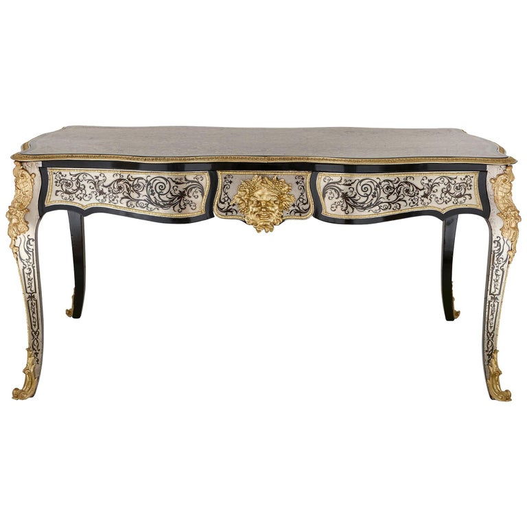 Louis XIV Style Gilt Bronze Mounted Boulle Inlay Writing Desk at 1stDibs