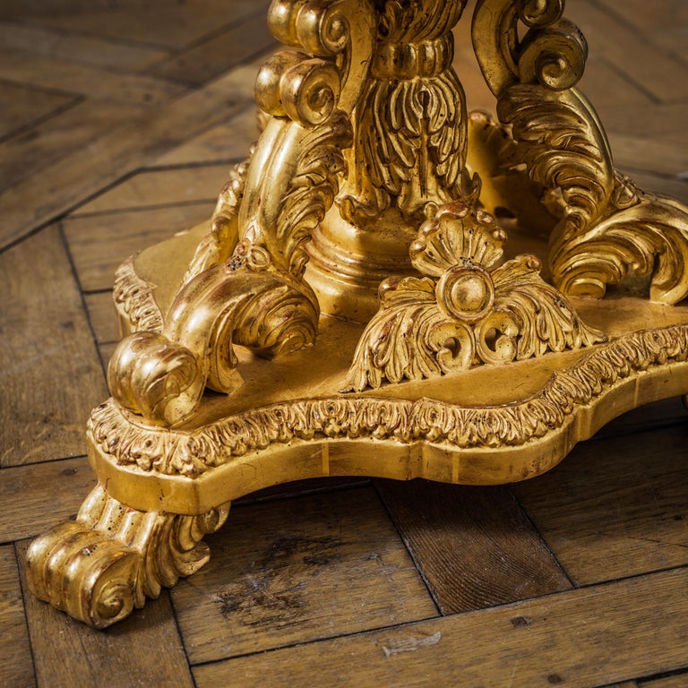 Louis XIV Style Giltwood Side Table with Marble Top Made by La Maison ...