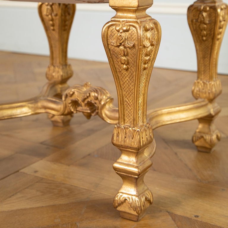 Louis XIV style giltwood stool For Sale at 1stDibs