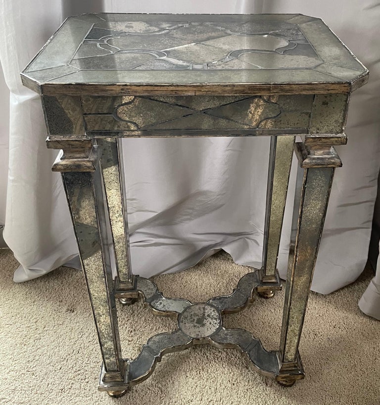 Louis XIV Style Mercury Glass Side Table For Sale at 1stDibs