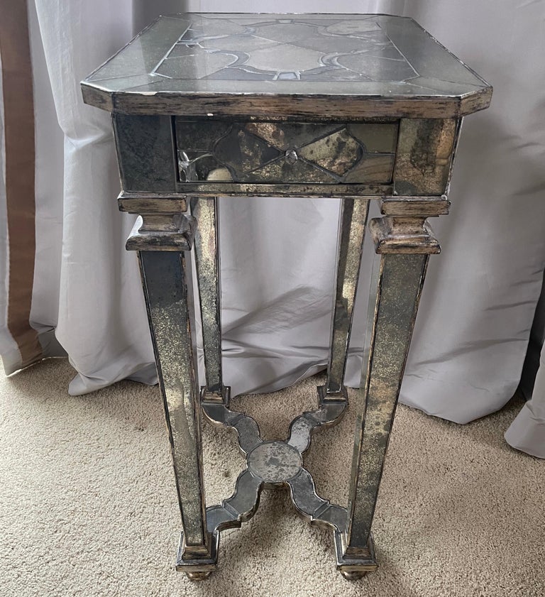 Louis XIV Style Mercury Glass Side Table For Sale at 1stDibs