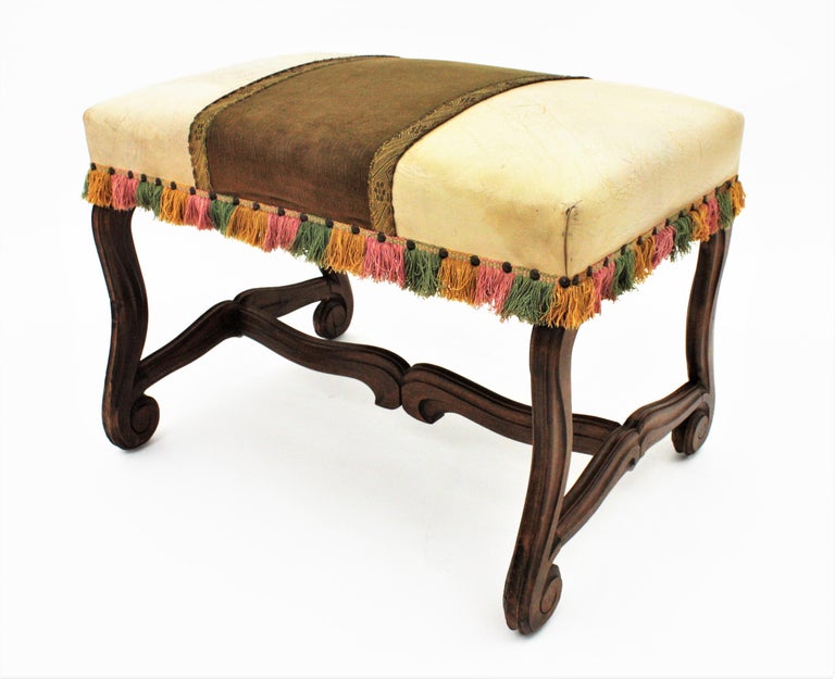 Louis XIV Style Stool or Bench with Os de Mouton Carved Legs For Sale ...