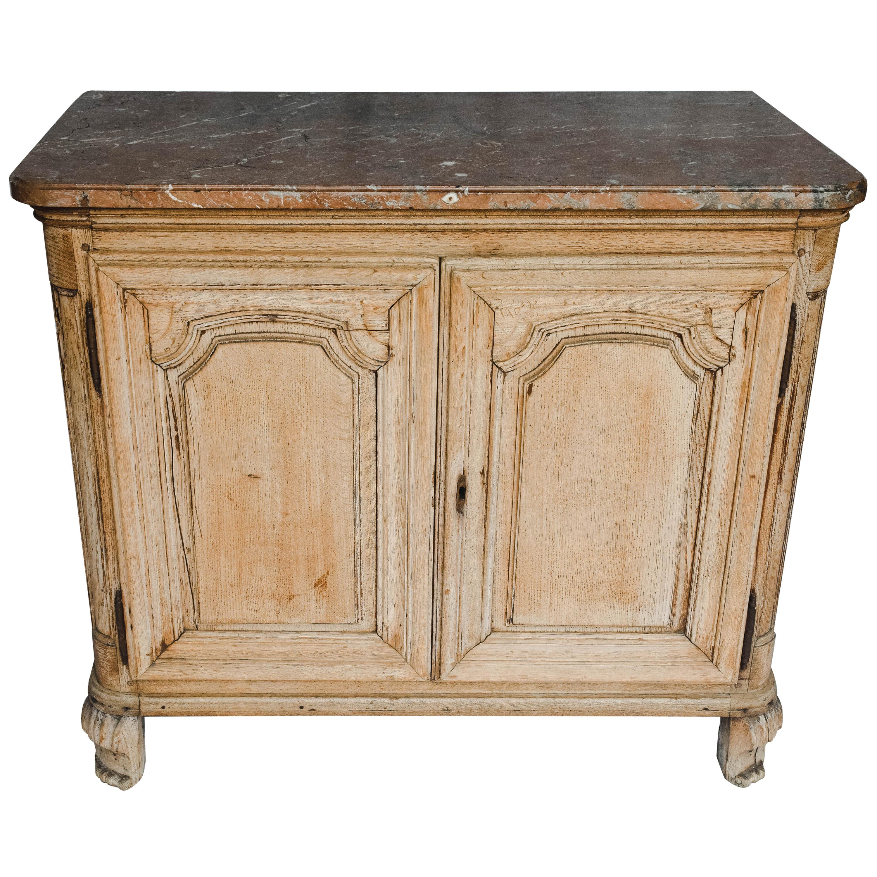Massive Marble Topped Walnut Wood Louis XV Style Chateau Buffet at 1stDibs