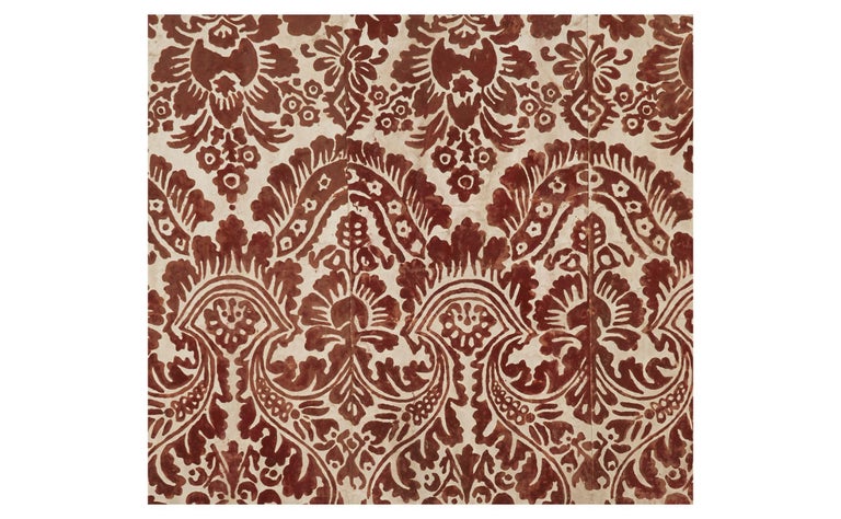 Louis XV Era Flocked Damask Fabric Panel at 1stDibs