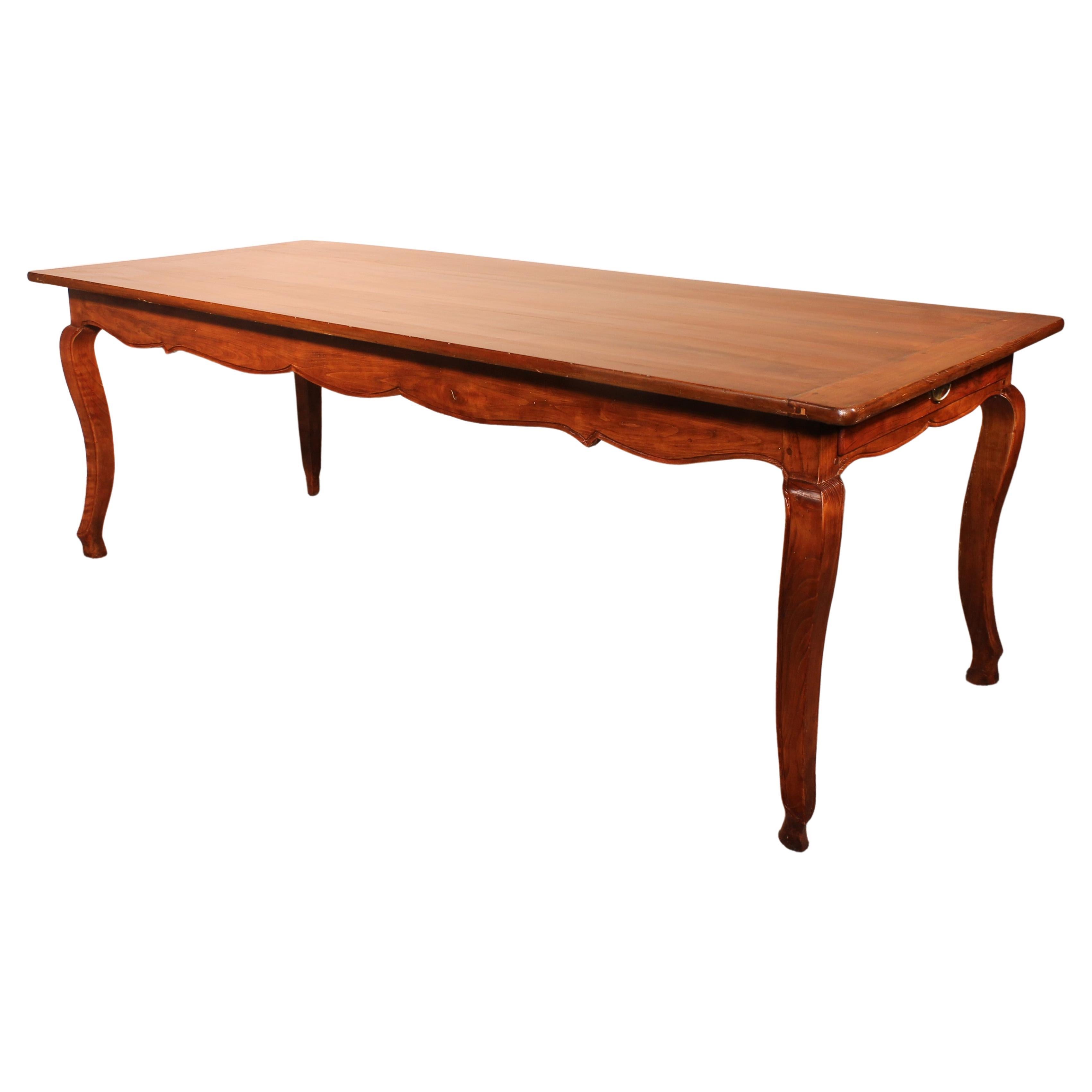 Exquisite Vintage French Louis XV Cherry-Wood Draw Leaf Table at 1stDibs