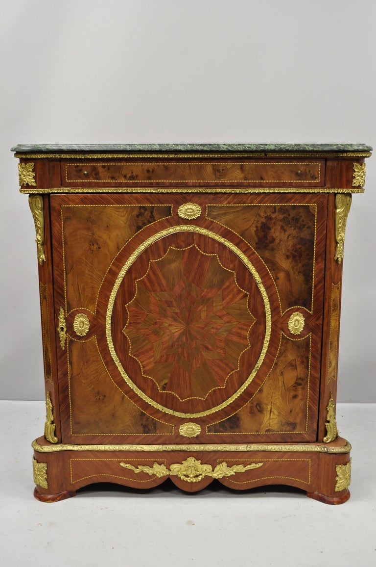 Louis XV French Reproduction Marble Top Bronze and Inlay Sideboard ...