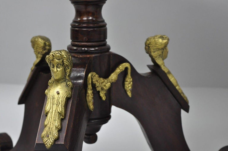 Louis XV French Style Repro Marquetry Inlay Side Tables Bronze Figures ...