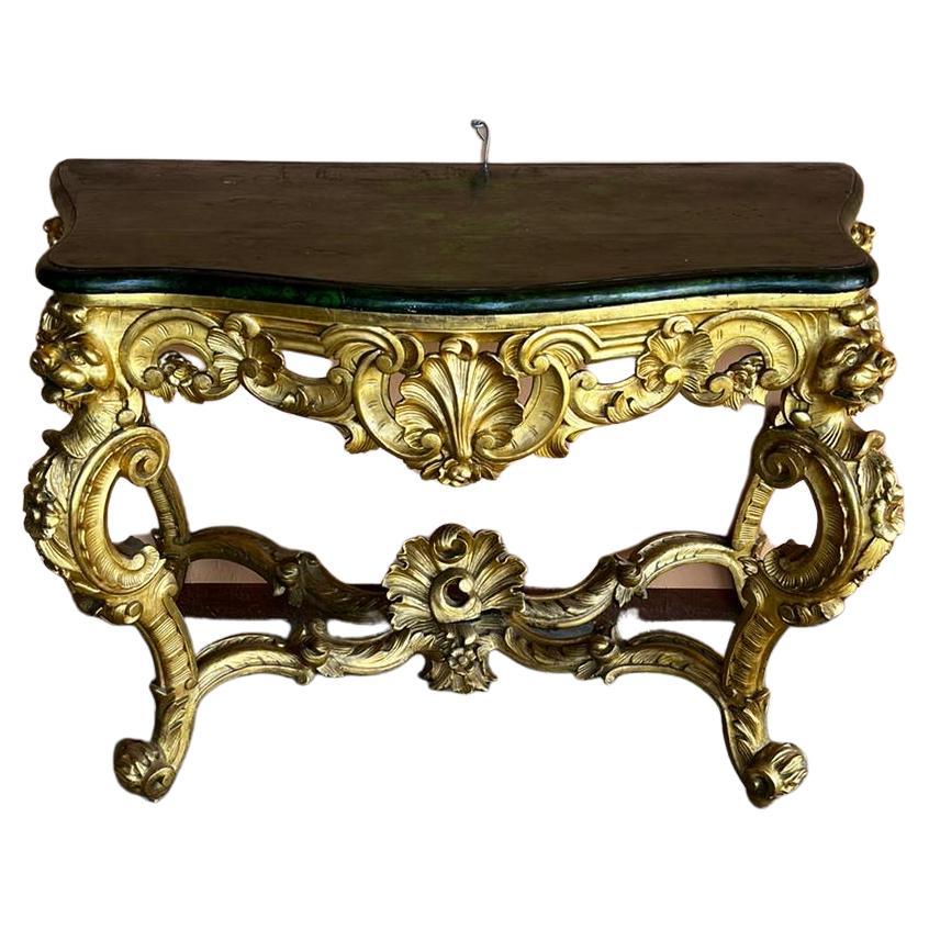 1950s Colli Golden Wrought Iron Structure Small Table Console with ...