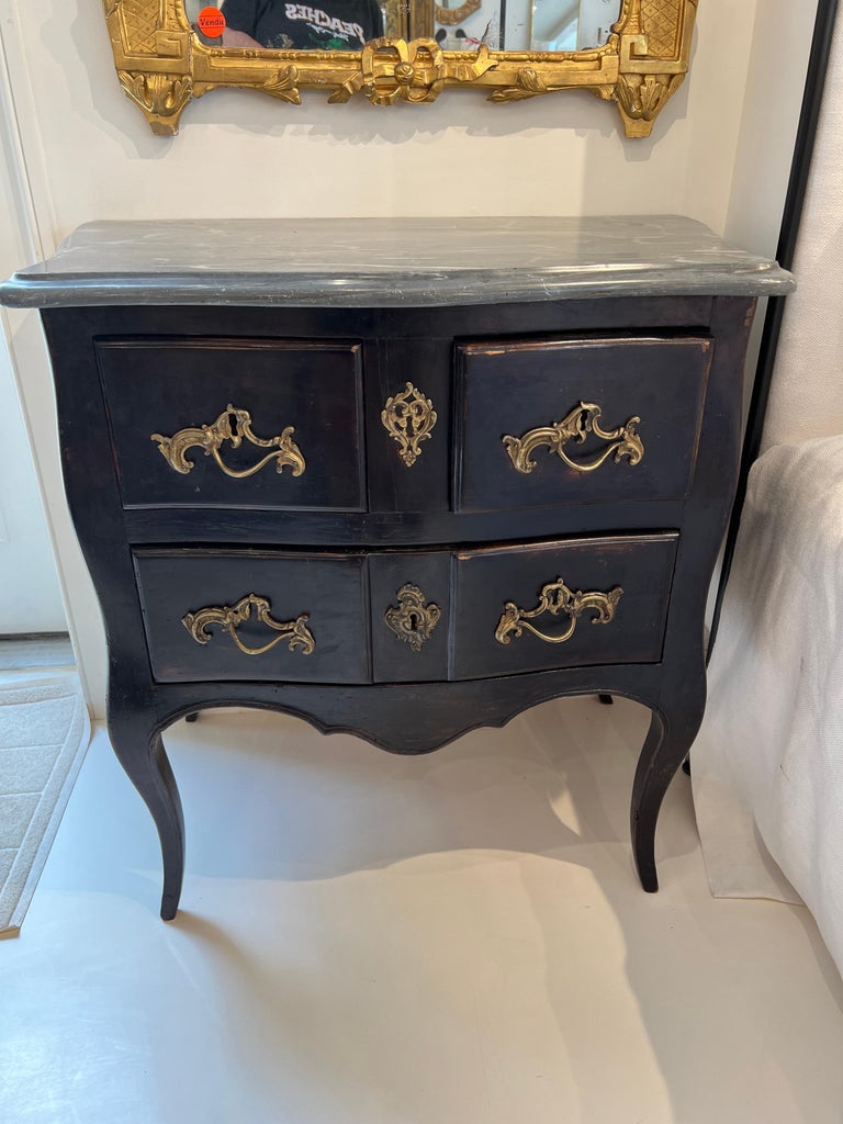 Louis XV Noir Commode with Marble, 18th Century For Sale at 1stDibs