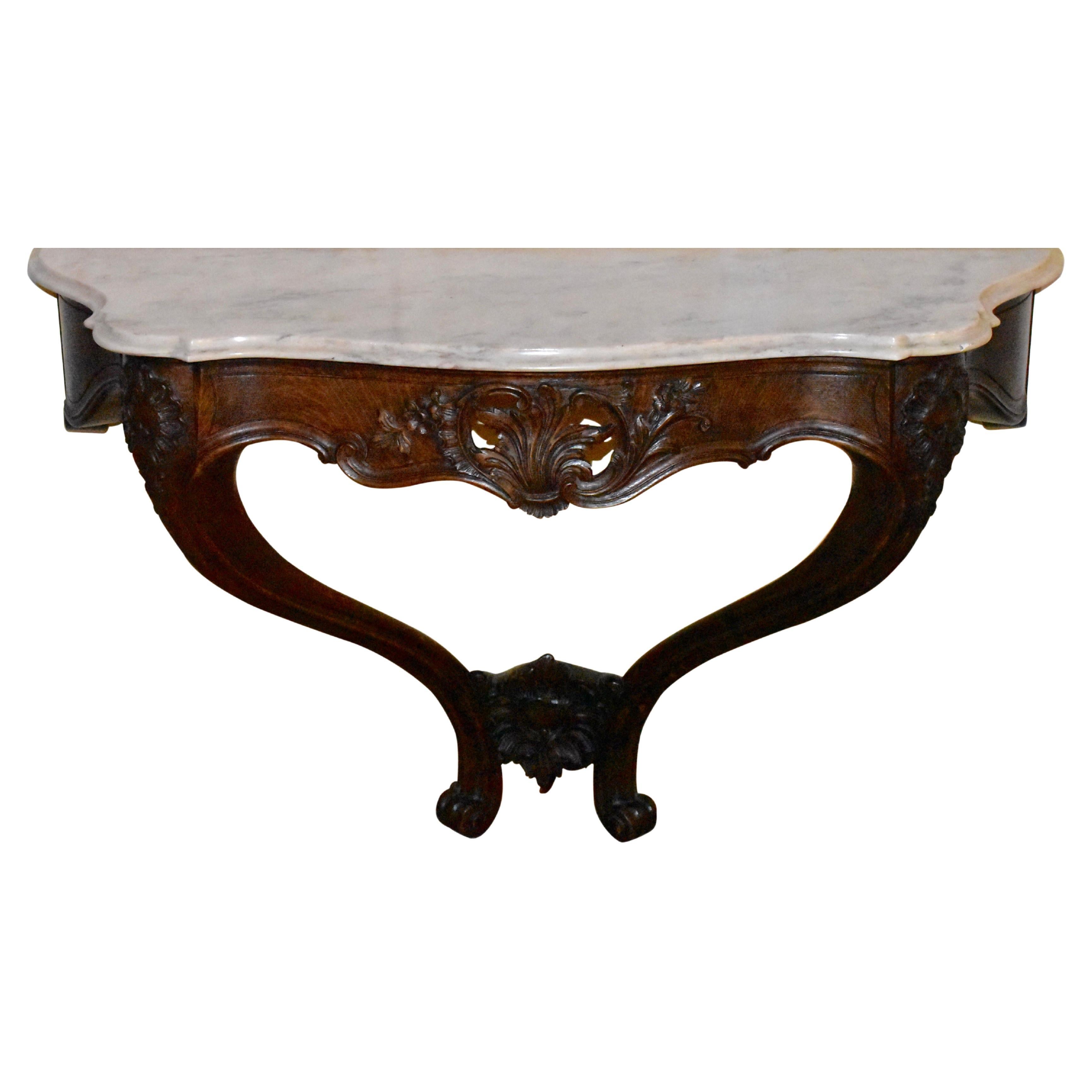 Louis XV French Console Table with Marble Top For Sale at 1stDibs ...
