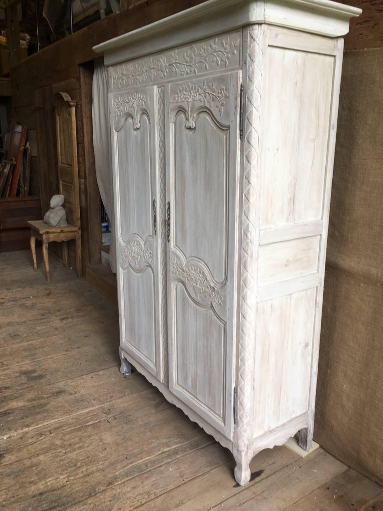 Louis XV Pine Armoire, Whitewashed, circa 1780 at 1stDibs