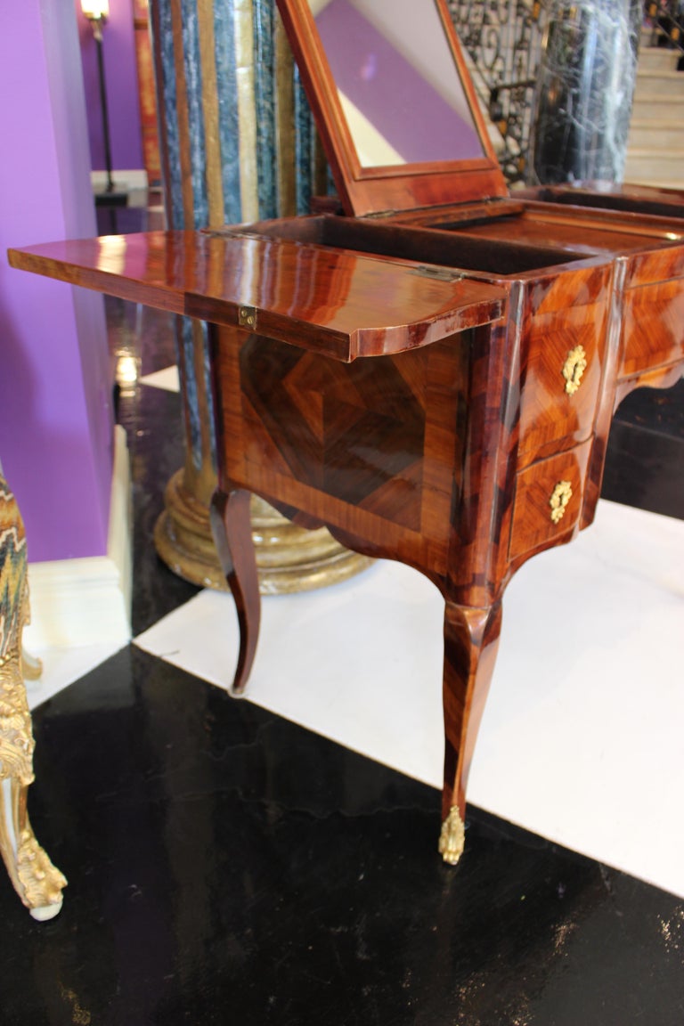 Louis XV Rosewood Veneered Parquetry Design Dressing Table For Sale at ...