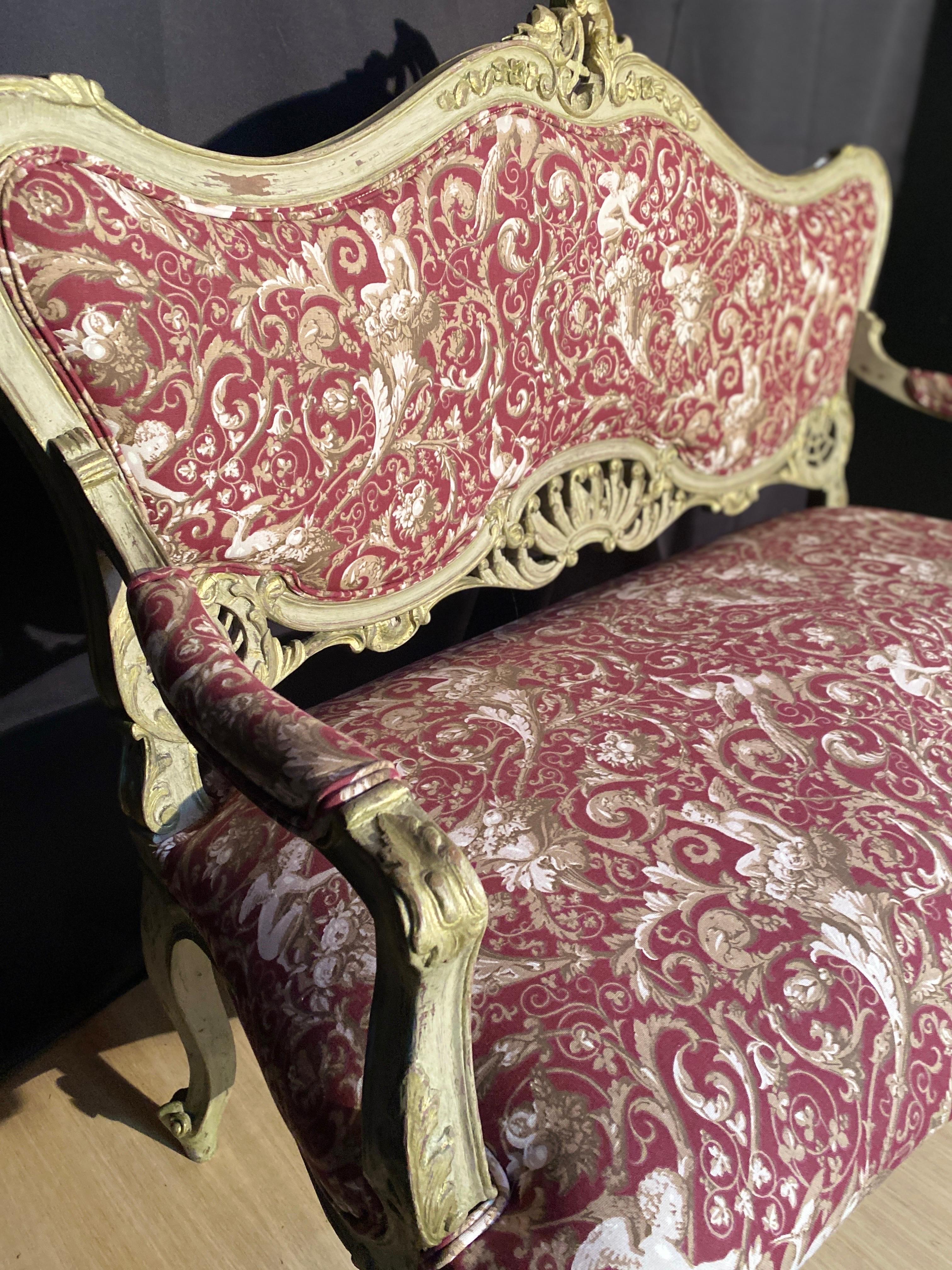 louis xv sofa dating from the 19th century polychrome For Sale at 1stDibs