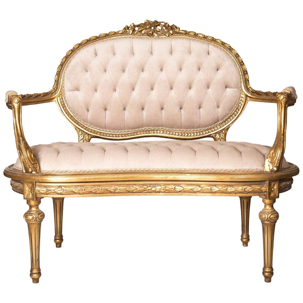 Louis XV Soft Arm Rests Couch-2 Person, 20th Century For Sale at 1stDibs