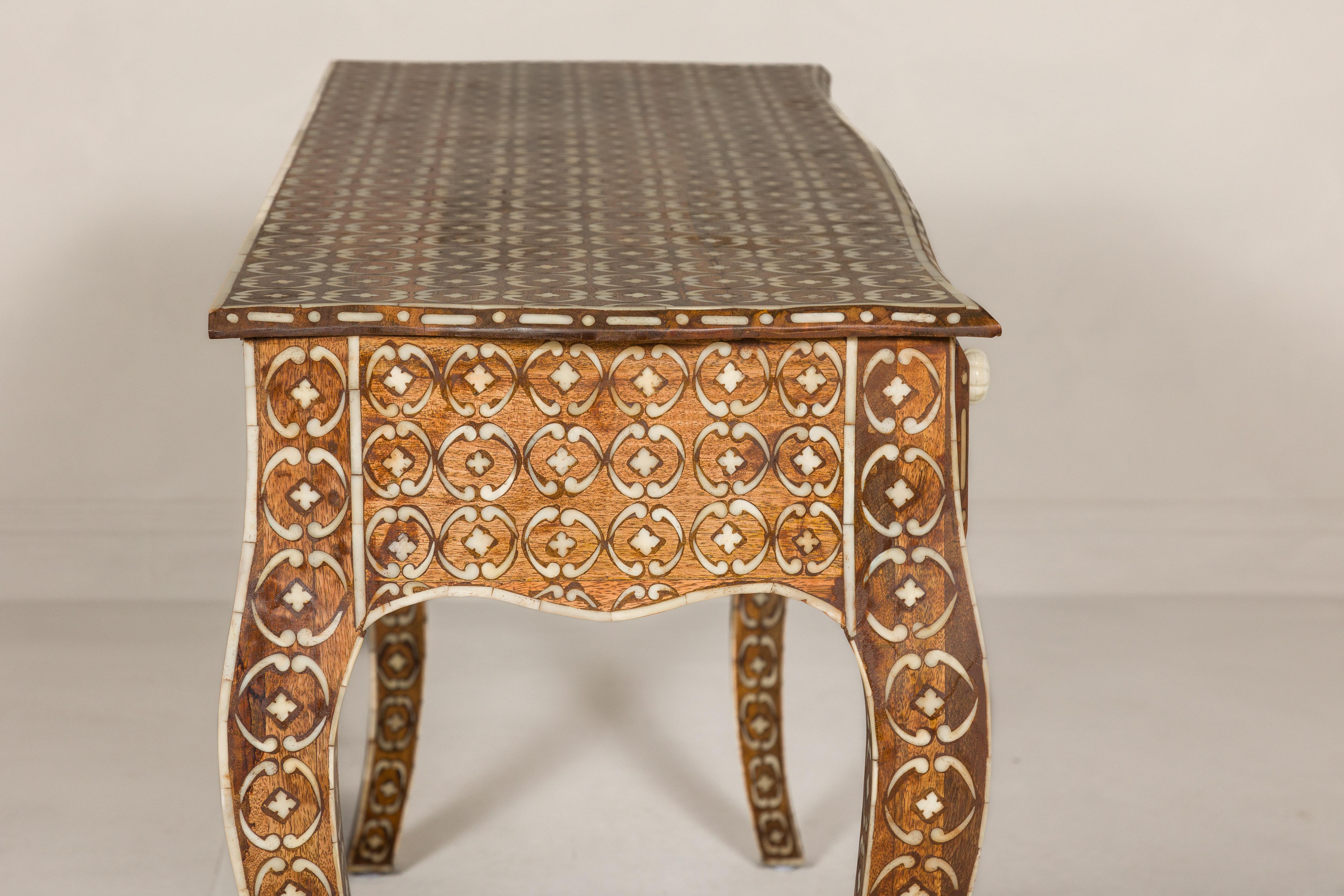 Louis XV Style Anglo-Indian Console Table with Three Drawers and Bone ...