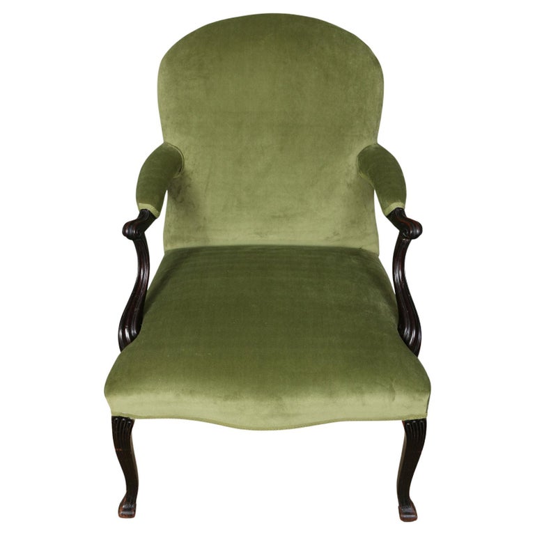 Louis XV Style Arm Chair Newly Upholstered in Green Velvet For Sale at ...