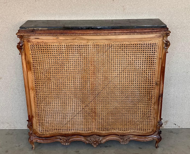 Louis XV Style Carved Walnut and Cane Console or Radiator Cover Spain ...
