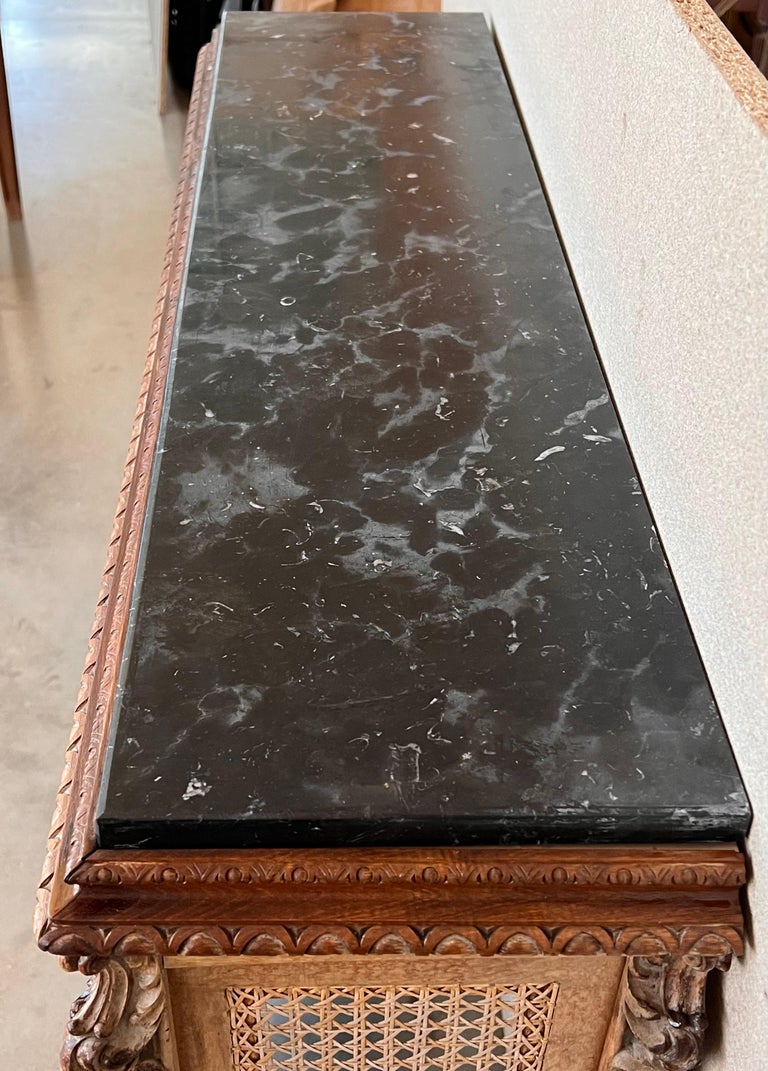 Louis XV Style Carved Walnut and Cane Console or Radiator Cover Spain ...