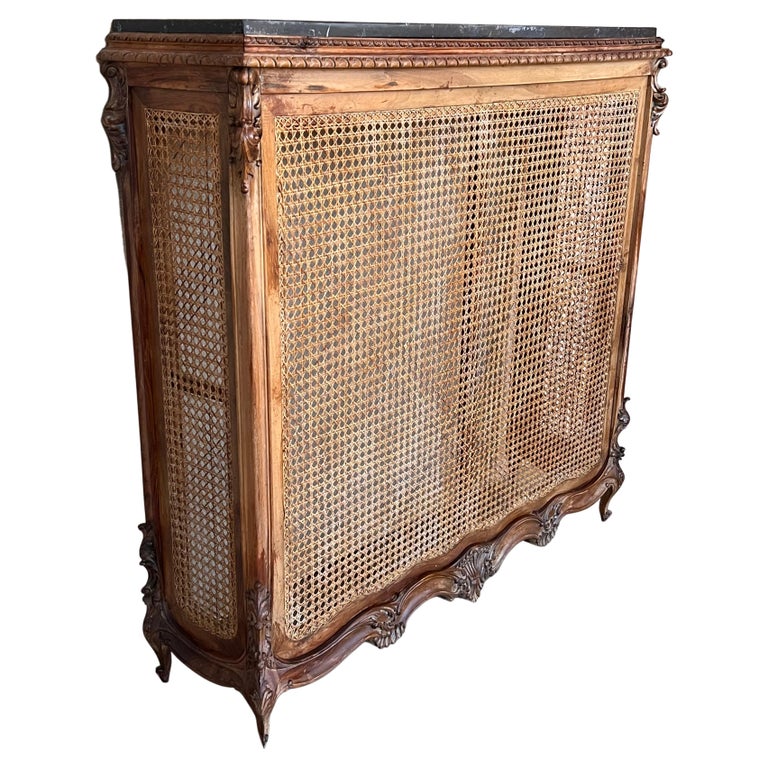 Louis XV Style Carved Walnut and Cane Console or Radiator Cover Spain ...