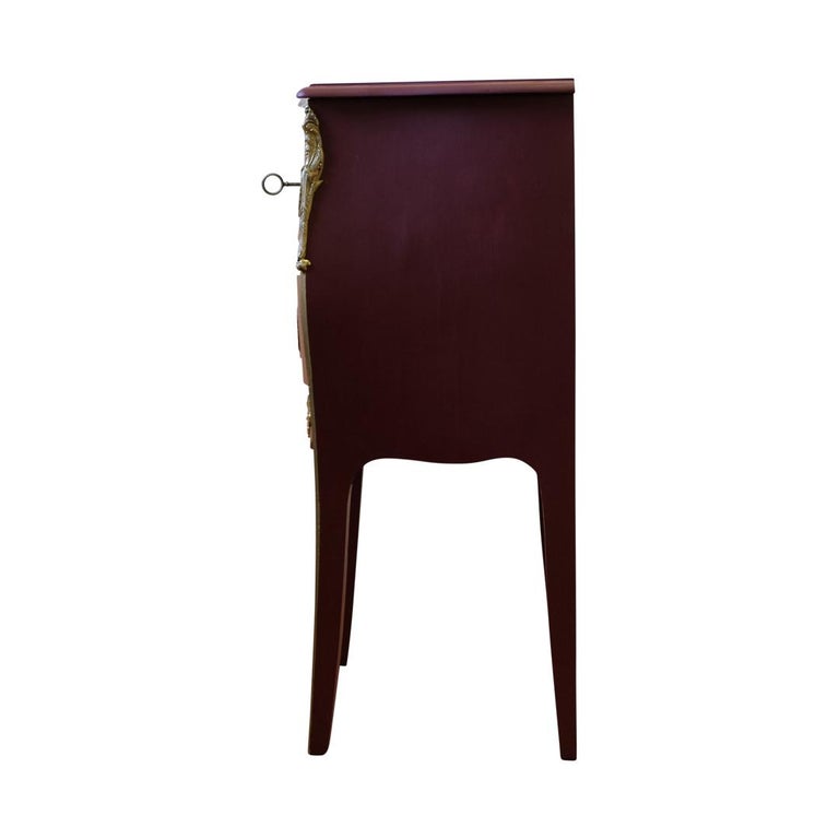Louis XV Style Chest in Burgundry and Gold For Sale at 1stDibs