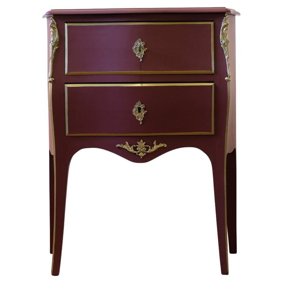 Louis XV Style Chest in Burgundry and Gold For Sale at 1stDibs