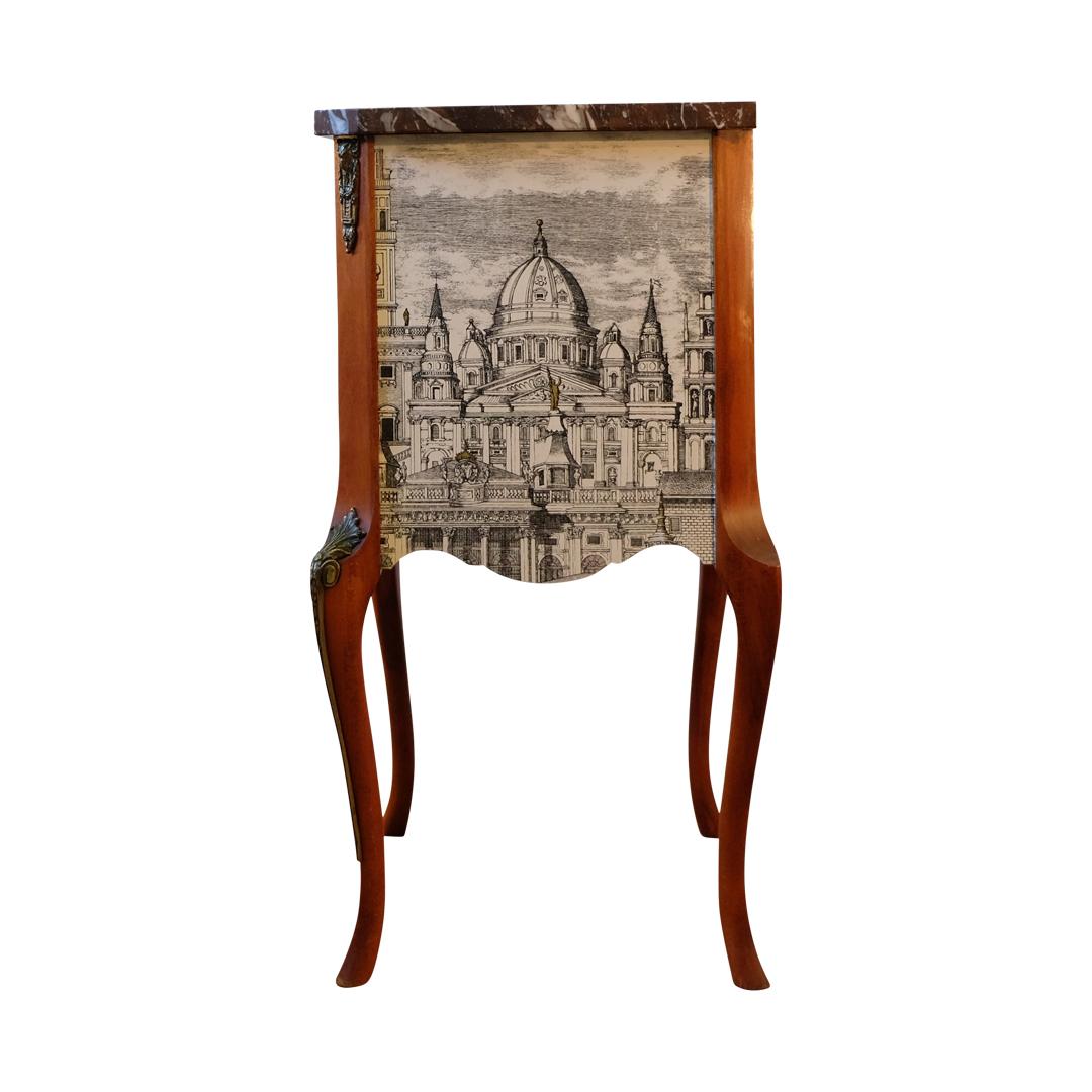 Louis XV Style Chest with Fornasetti Pattern of Ancient Rome and Marble ...