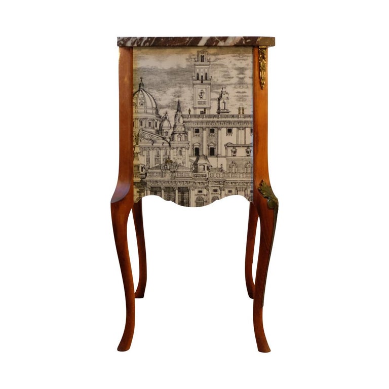 Louis XV Style Chest with Fornasetti Pattern of Ancient Rome and Marble ...