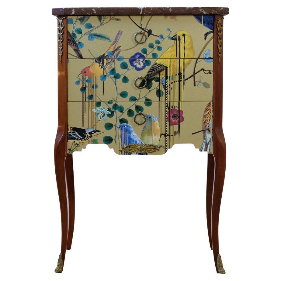 Louis XV Style Chest in Burgundry and Gold For Sale at 1stDibs