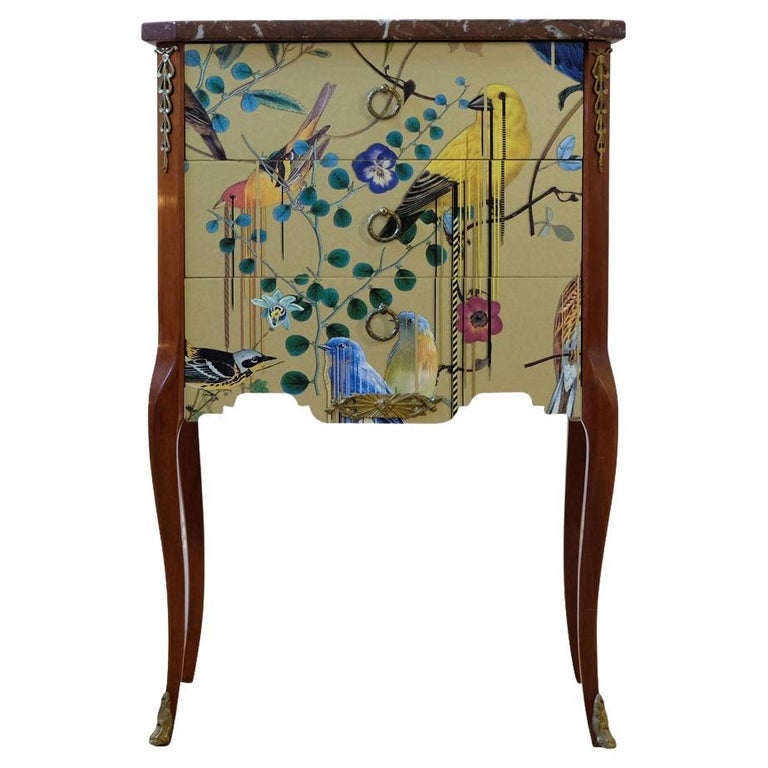 Louis XV Style Chest with Fornasetti Pattern of Ancient Rome and Wooden ...