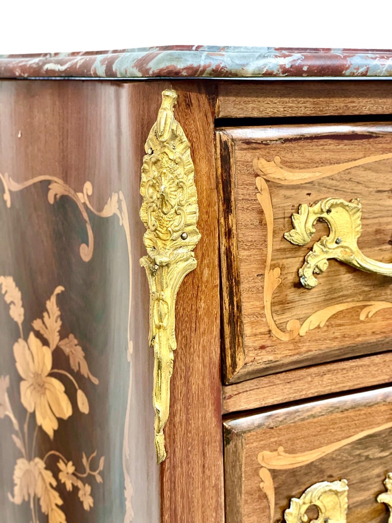 Louis XV Style Commode with Pink Marble Top For Sale at 1stDibs