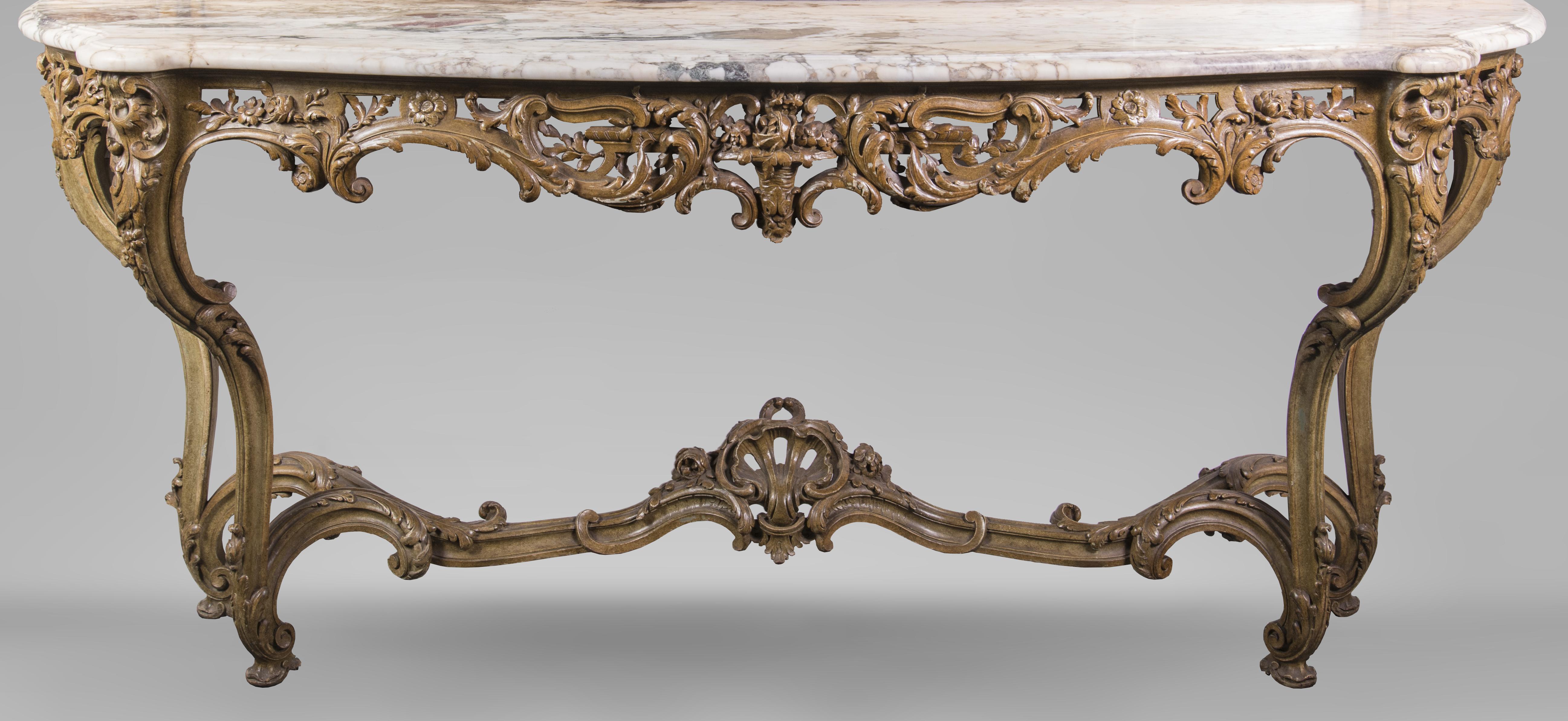 Louis XV style console and its mirror For Sale at 1stDibs