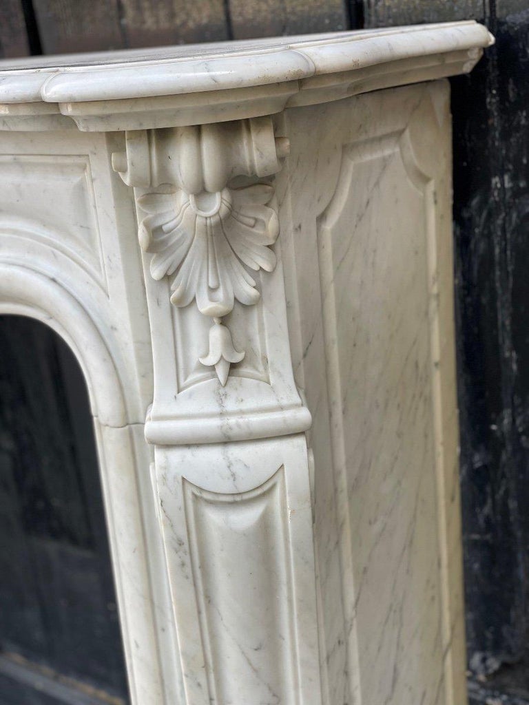 Louis XV Style Fireplace In Carrara Marble Circa 1880 For Sale at 1stDibs