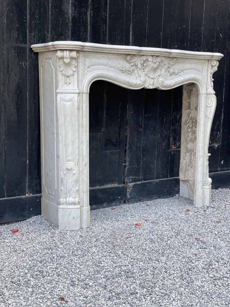 Louis XV Style Fireplace In Carrara Marble Circa 1880 For Sale at 1stDibs