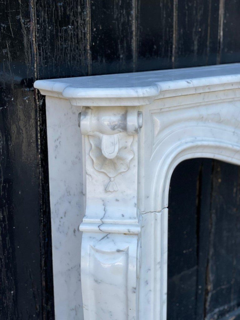 Louis XV Style Fireplace in Carrara Marble For Sale at 1stDibs