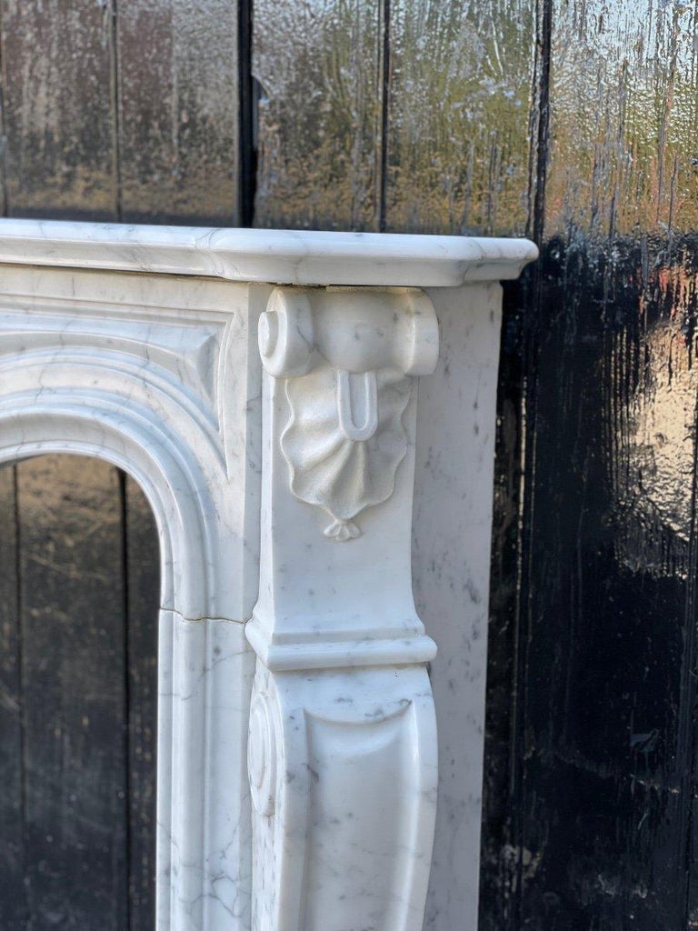 Louis XV Style Fireplace in Carrara Marble For Sale at 1stDibs