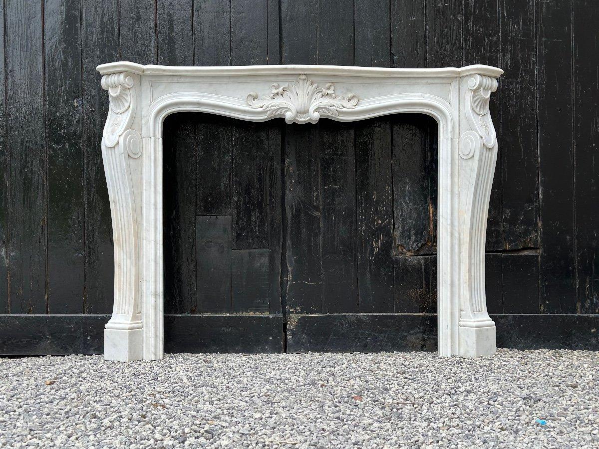 Louis XV Style Fireplace in White Carrara Marble, circa 1980 For Sale ...