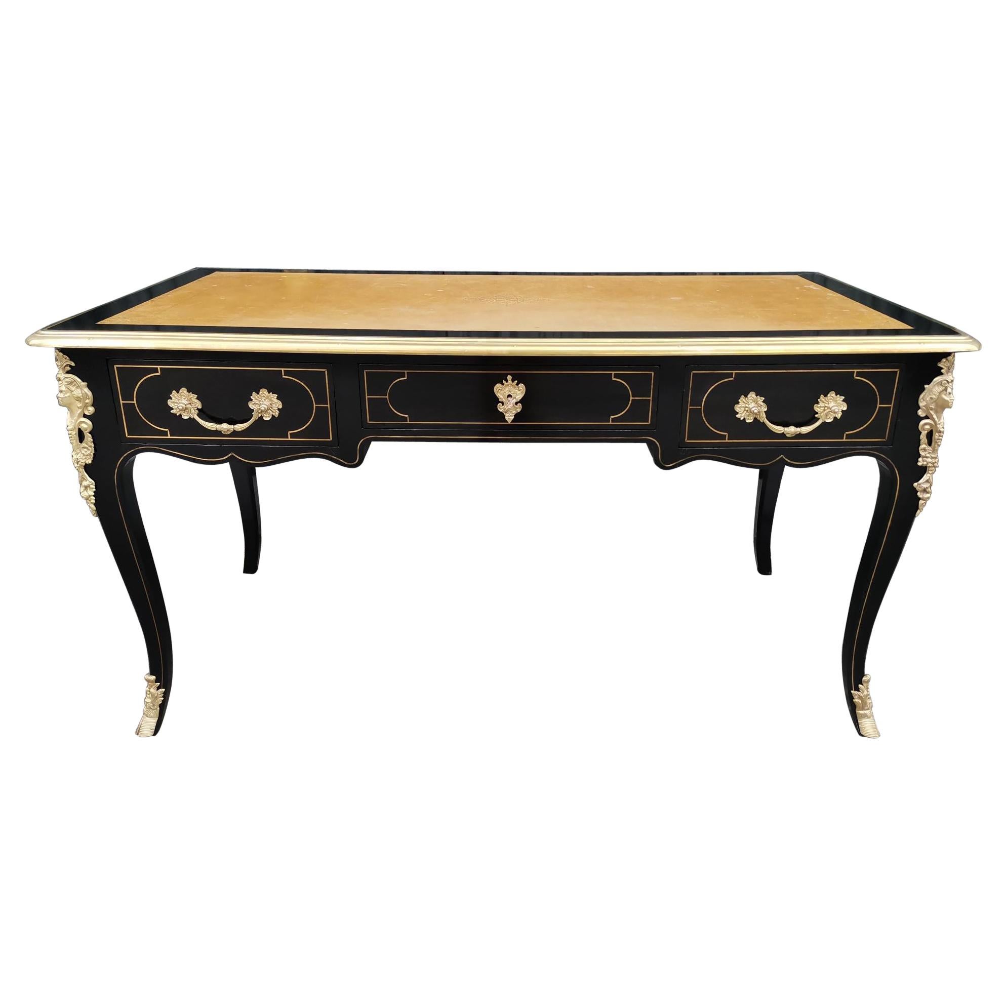 Louis XV Style Flat Desk in Black Lacquer from the 19th Century For ...