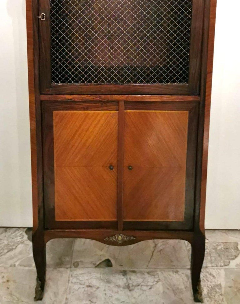 Louis XV Style French Cabinet with Metal Grill and Bronze Decoration ...