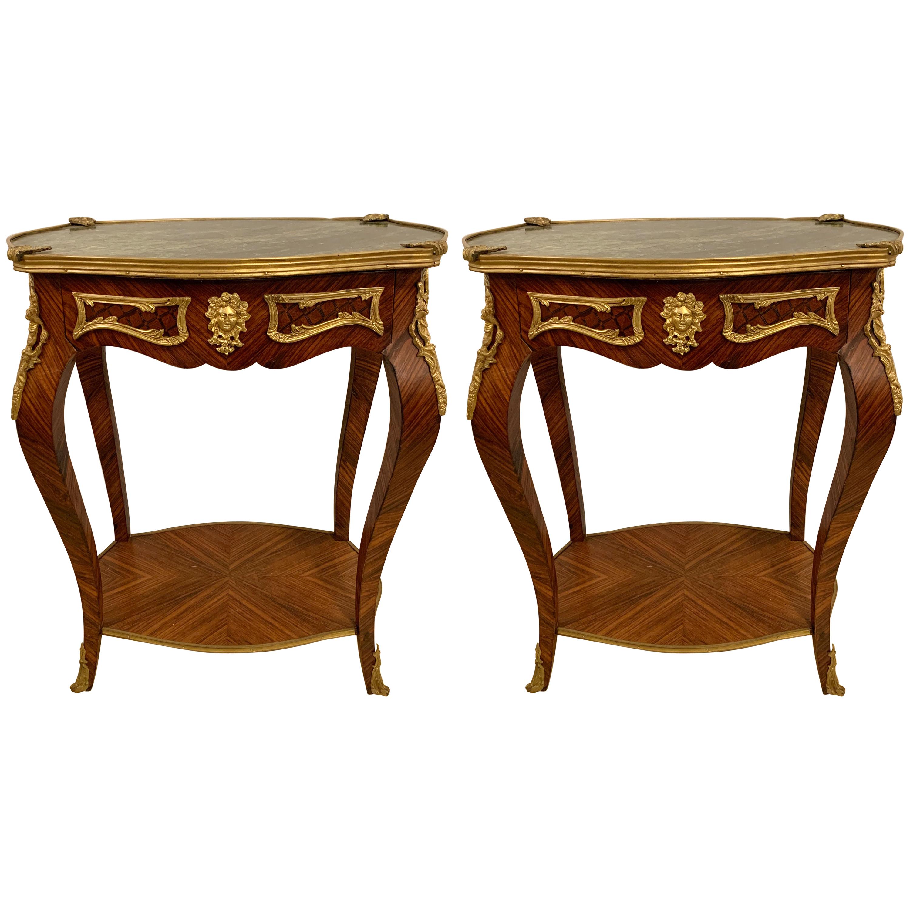 Pair of French Louis XV Marble End Tables For Sale at 1stDibs