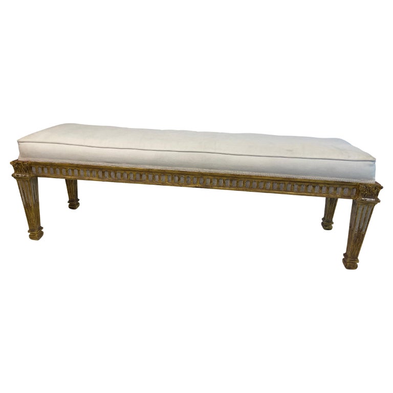 Louis XV Style Giltwood and Grey Painted Banquette/ Bench For Sale at ...