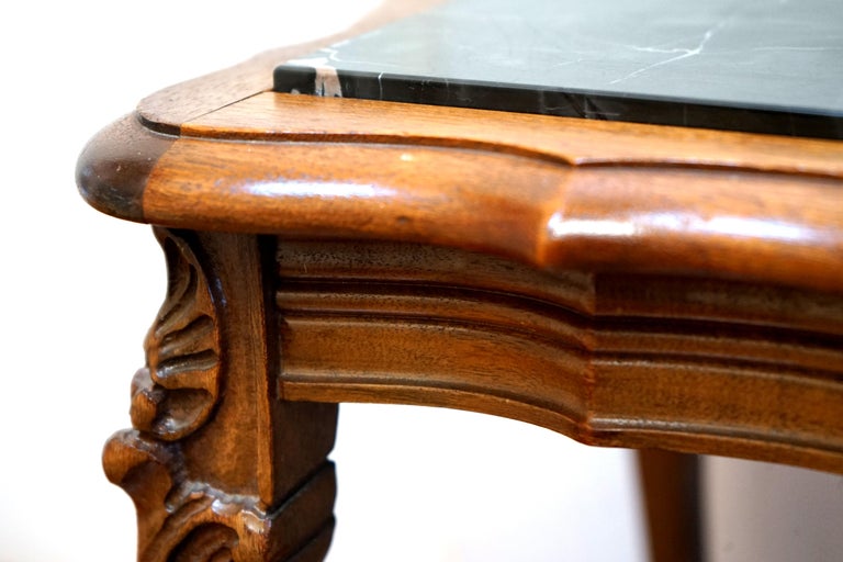 Louis XV Style J.B Van Sciver Co., Walnut Low Table with Marble Top For Sale at 1stDibs