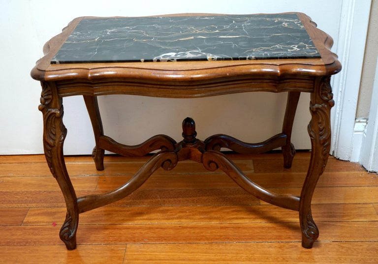 Louis XV Style J.B Van Sciver Co., Walnut Low Table with Marble Top For Sale at 1stDibs