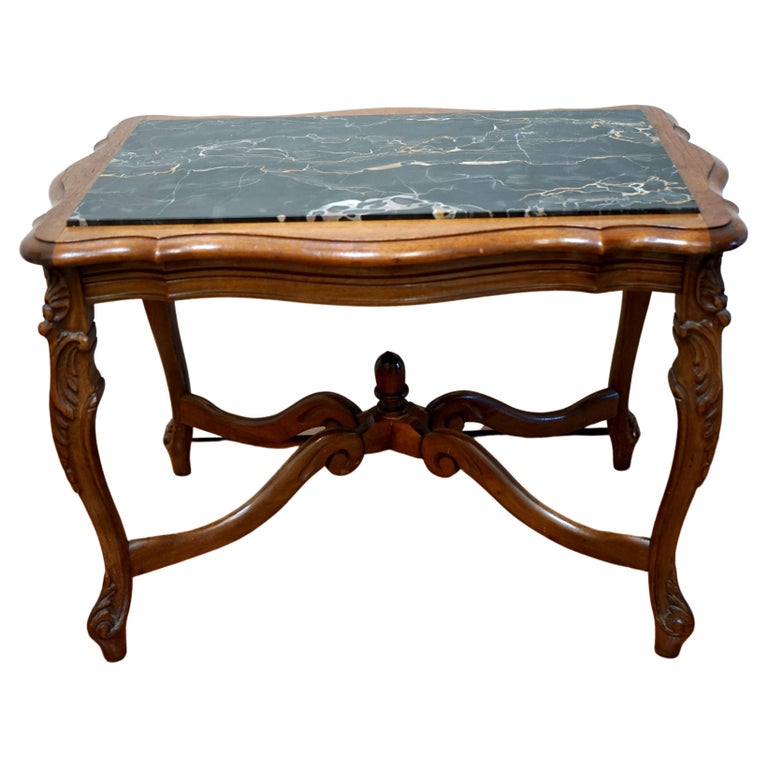 Louis XV Style J.B Van Sciver Co., Walnut Low Table with Marble Top For Sale at 1stDibs