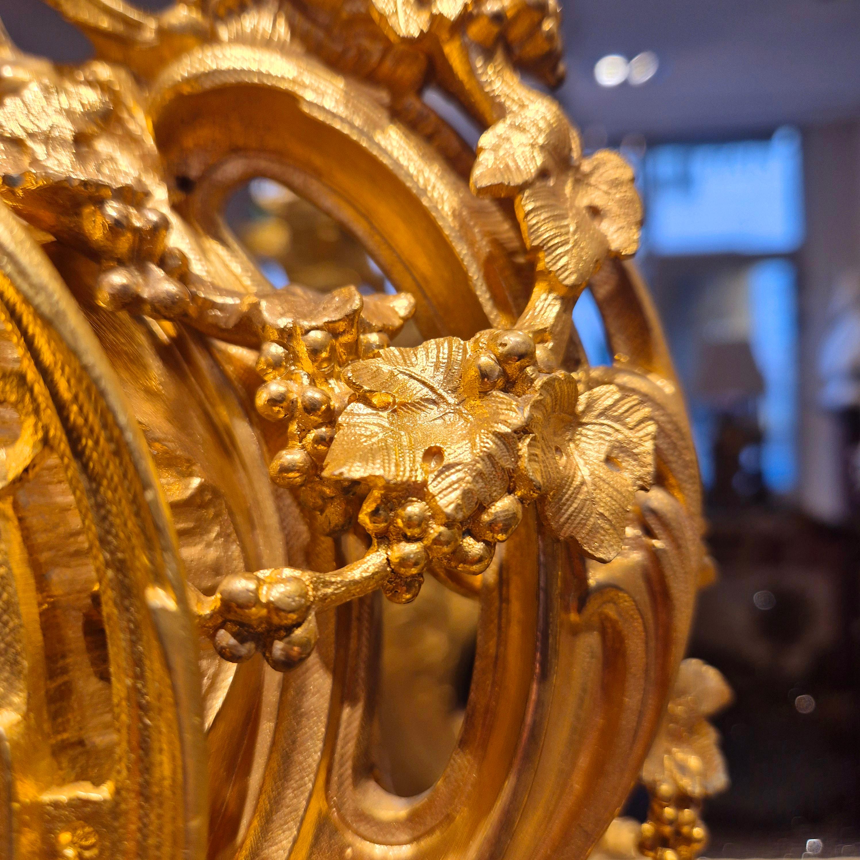 Louis XV style mantel set in gilded bronze decorated with putti, 19th ...
