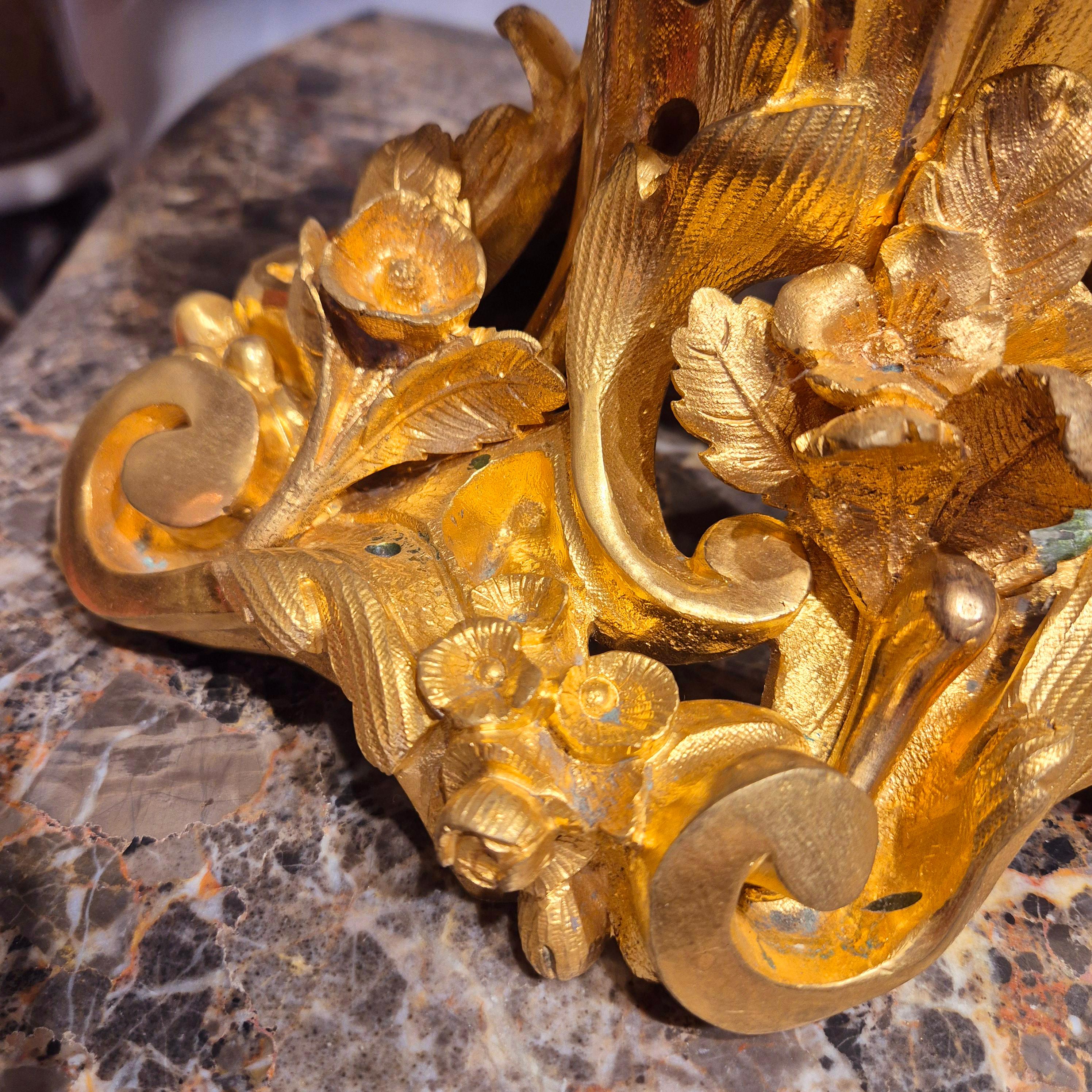 Louis XV style mantel set in gilded bronze decorated with putti, 19th ...
