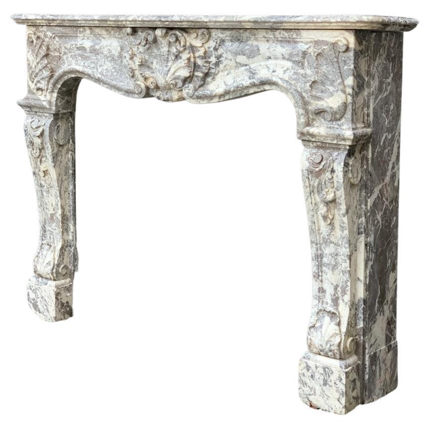 French Style Marble Mantel in Cream Hue with Hand Carving For Sale at ...