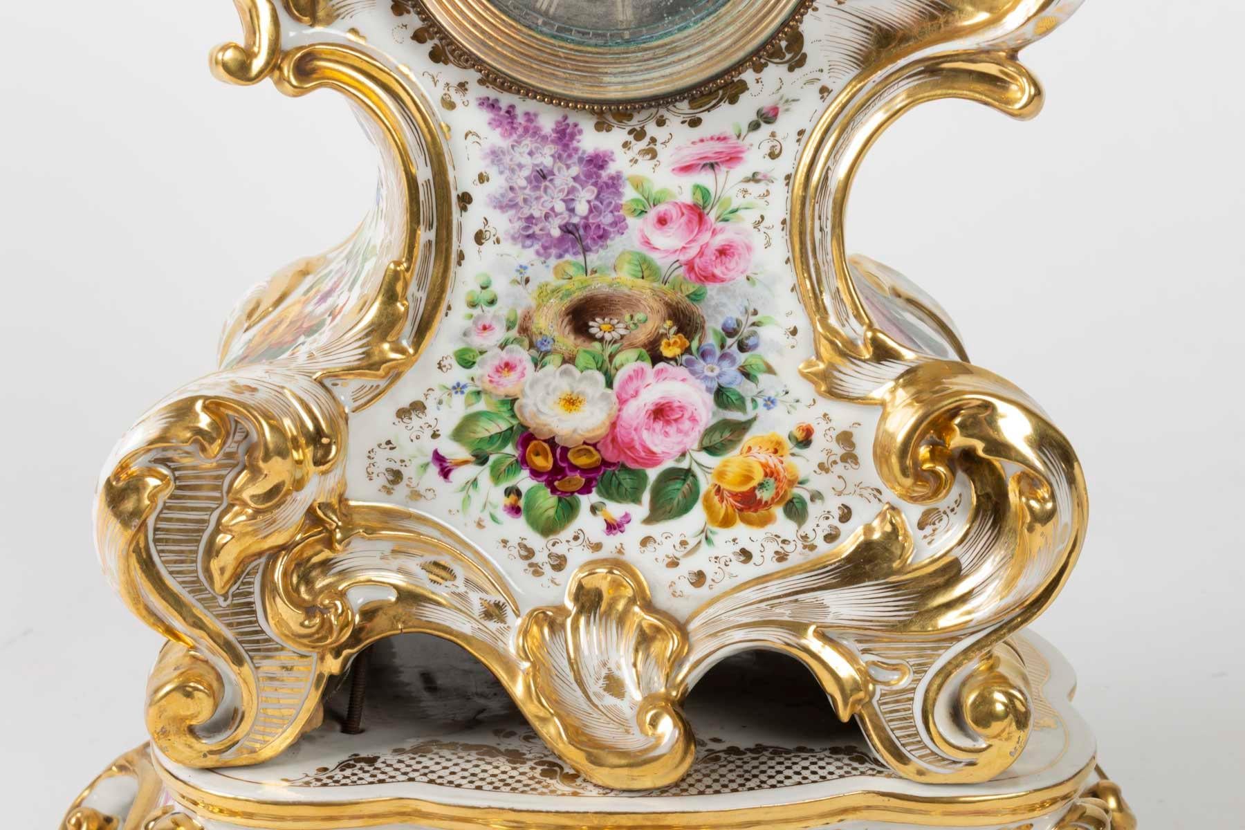 Louis XV Style Napoleon III Clock by Jacob Petit in Porcelain of Paris ...
