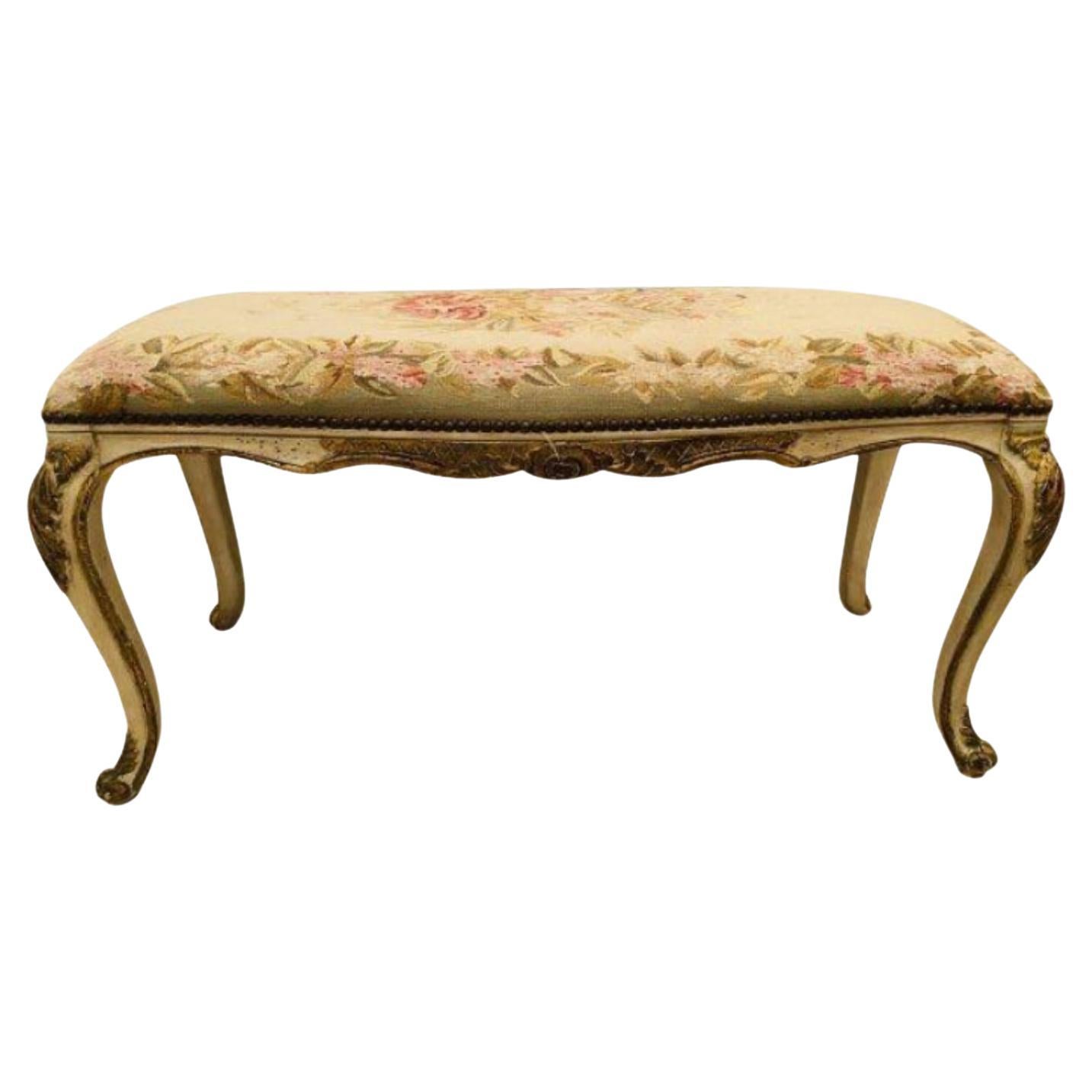 Large White Painted Louis XV Style Bench at 1stDibs